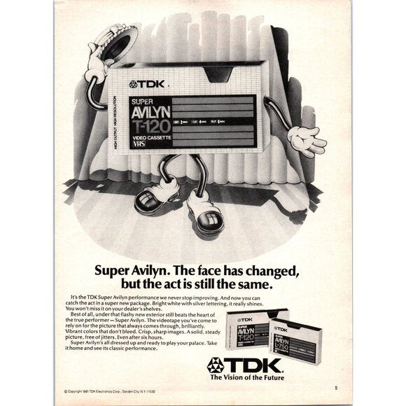 TDK | Art | 981 Tdk Super Avilyn Vhs Video Cassette Tape Vintage Print Ad Betamax Wall Art ...